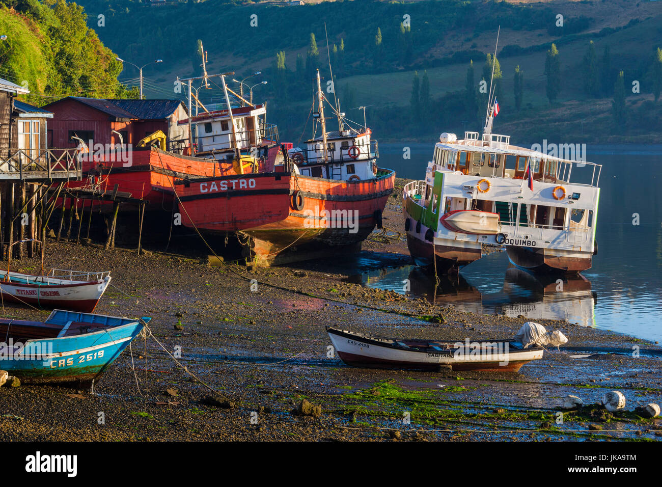 Chile, Chiloe Island, Castro, town port, dawn Stock Photo - Alamy