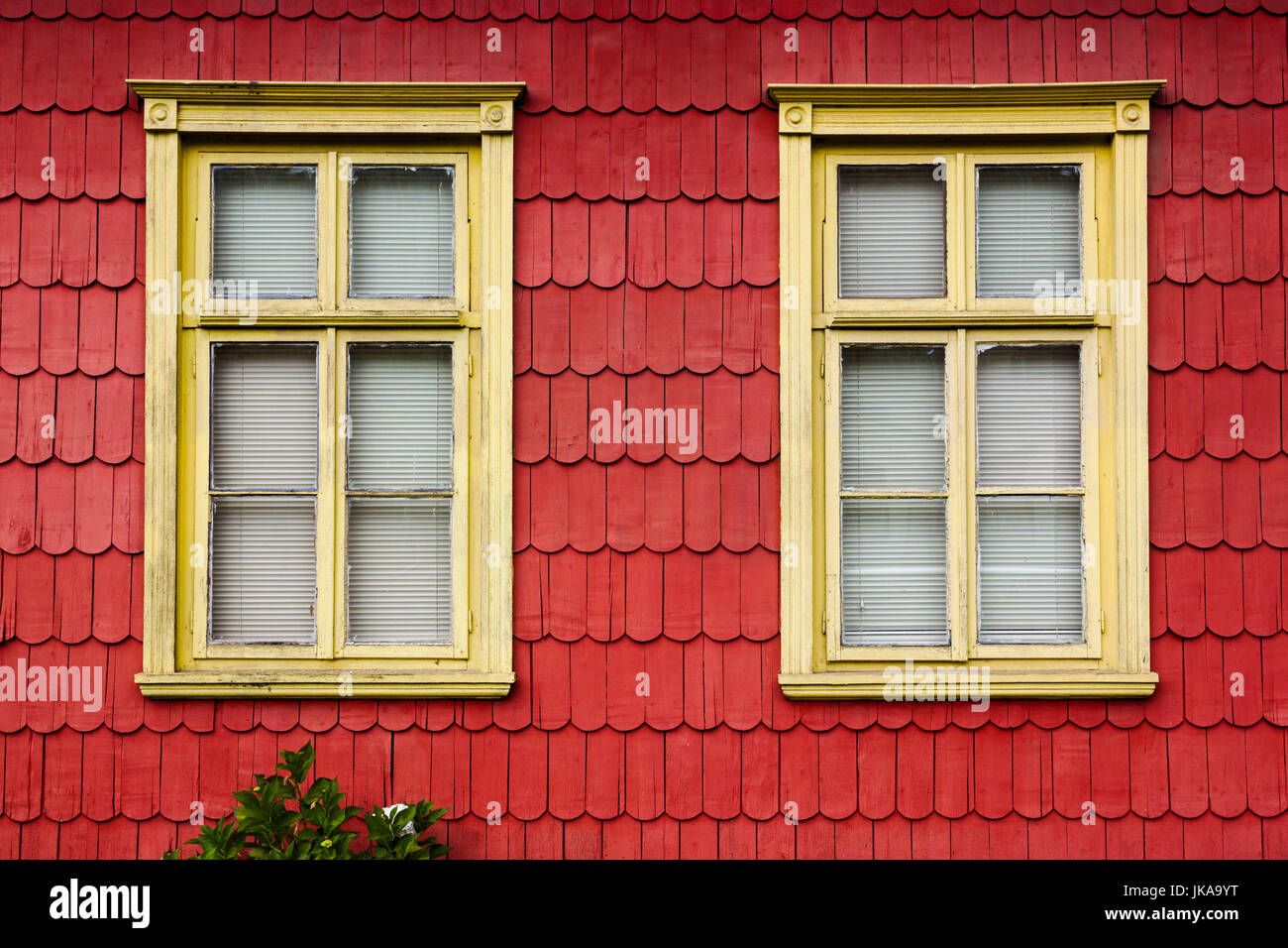 Chile, Los Lagos Region, Puerto Varas, German Colonial building detail ...