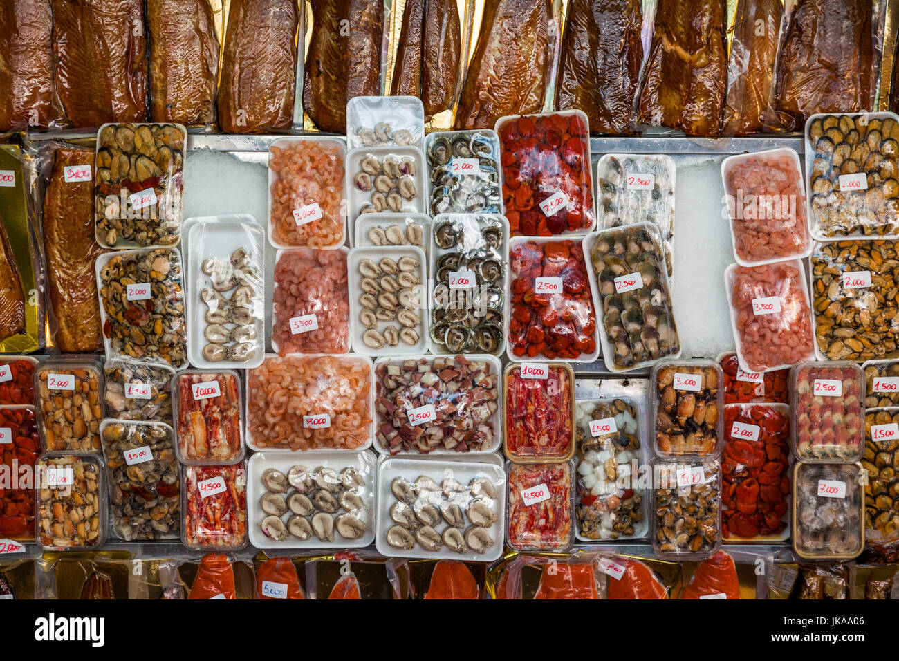 Chile, Los Lagos Region, Puerto Montt, Angelmo harbor market, overview ...