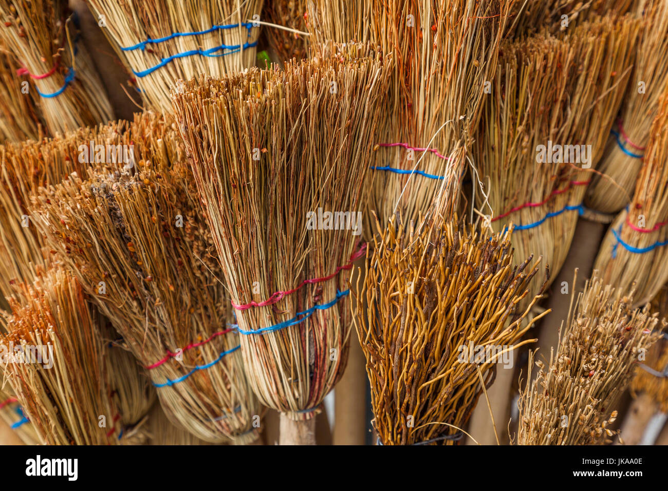 Chile, Los Lagos Region, Puerto Montt, Angelmo harbor market, brooms ...