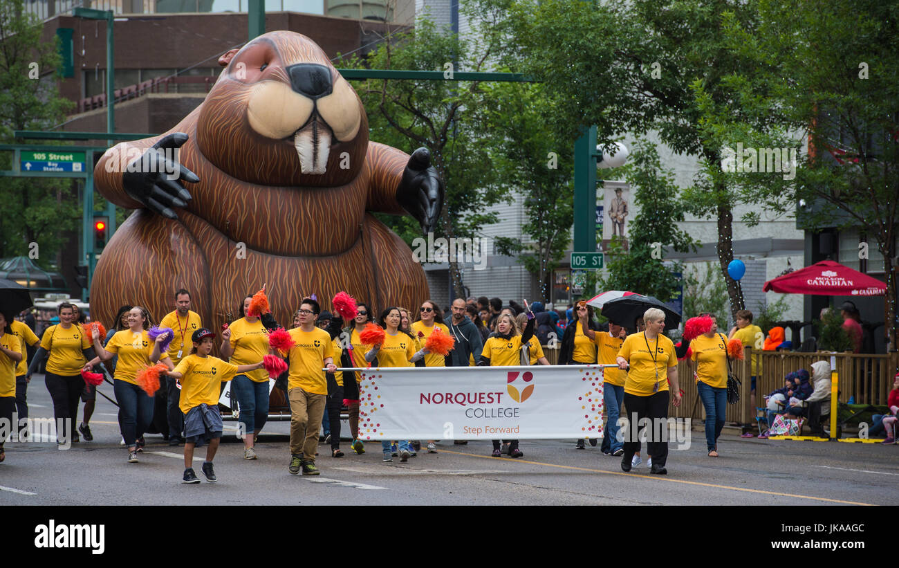 Norquest college beaver float marching in 2017 k days parade hi-res ...