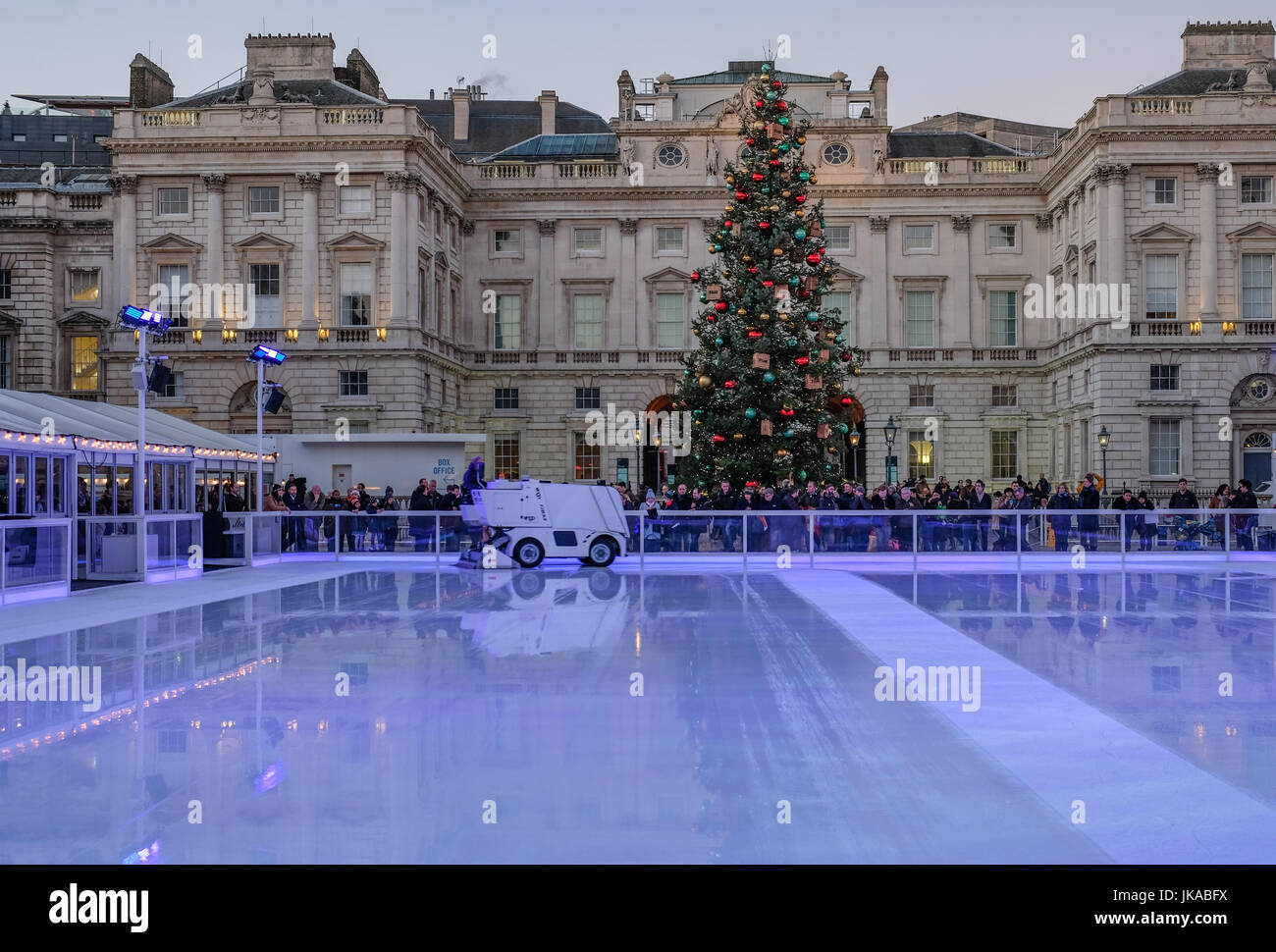 London, England, UK - December 29, 2016: Ice-skating rink ready for the ...