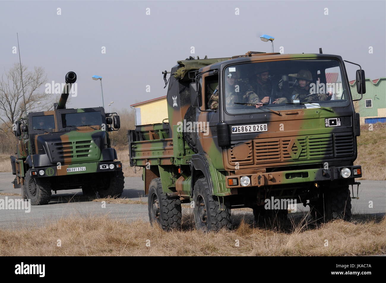 A battery of Caesar guns takes part to a drill at La Valbonne camp ...