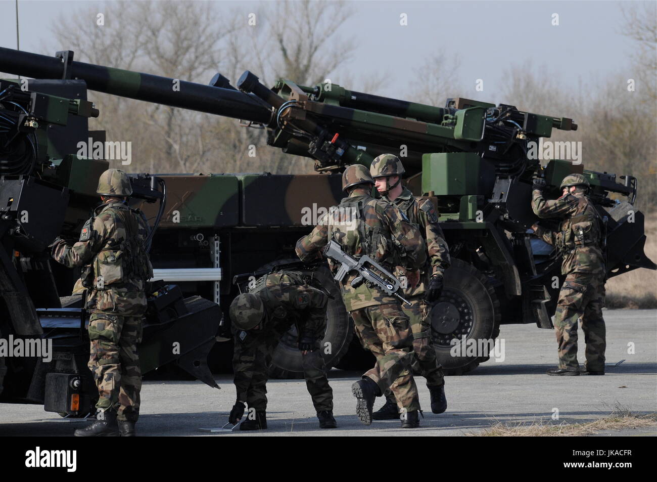 A battery of Caesar guns takes part to a drill at La Valbonne camp ...