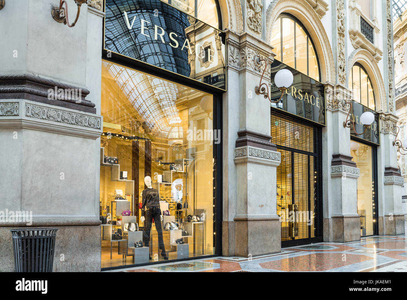 Milan, Italy - February 17, 2017: Versace shop in an exclusive area of ...