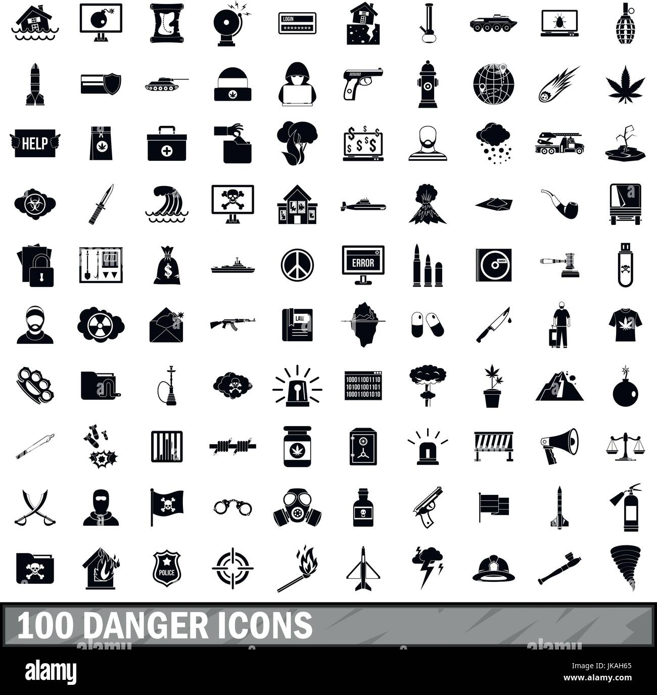 100 danger icons set, simple style Stock Vector Image & Art - Alamy