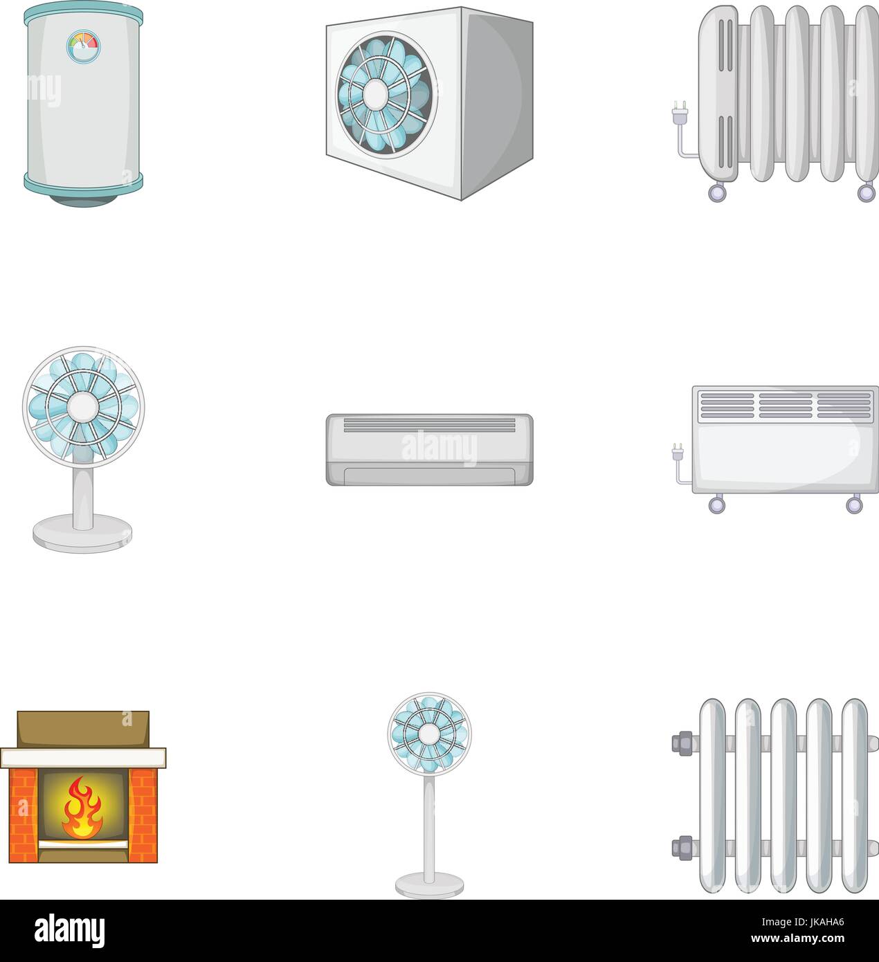 Heating icons set, cartoon style Stock Vector Image & Art - Alamy