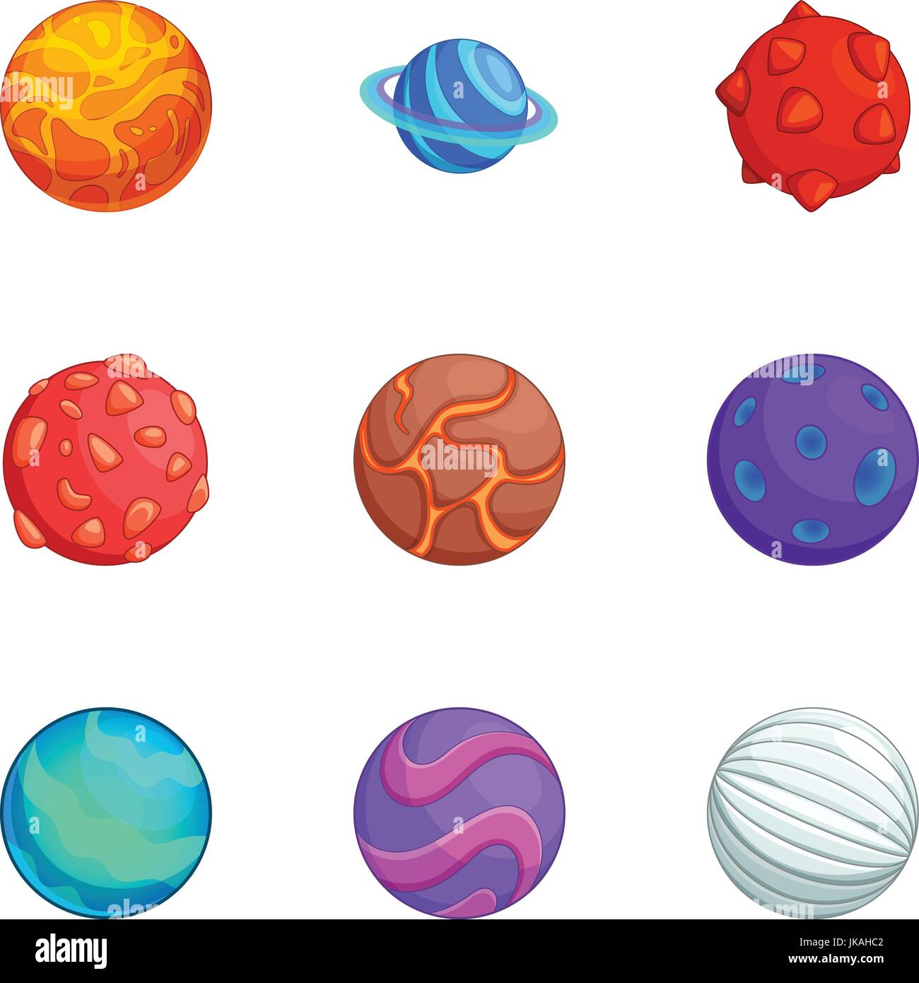 Fantasy colorful planets icons set, cartoon style Stock Vector Image ...
