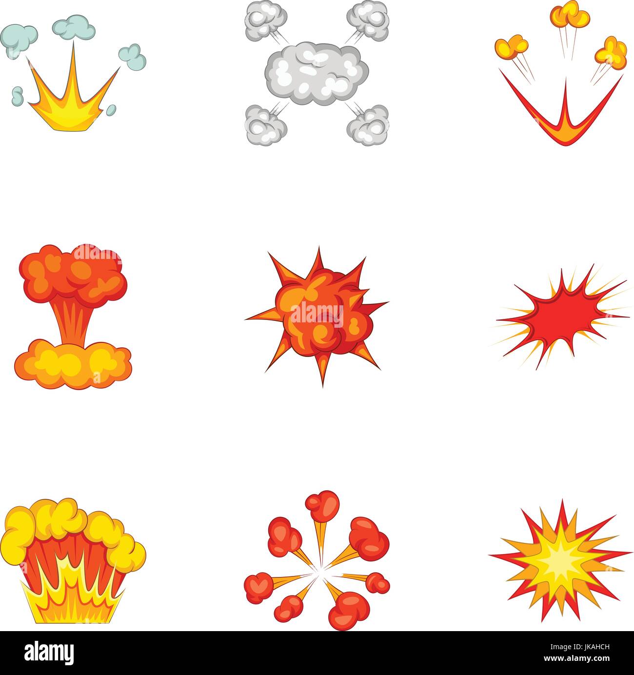 Animation explosion icons set, cartoon style Stock Vector Image & Art ...