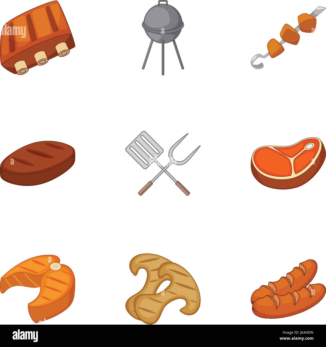 Cooking on barbecue icons set, cartoon style Stock Vector Image & Art ...