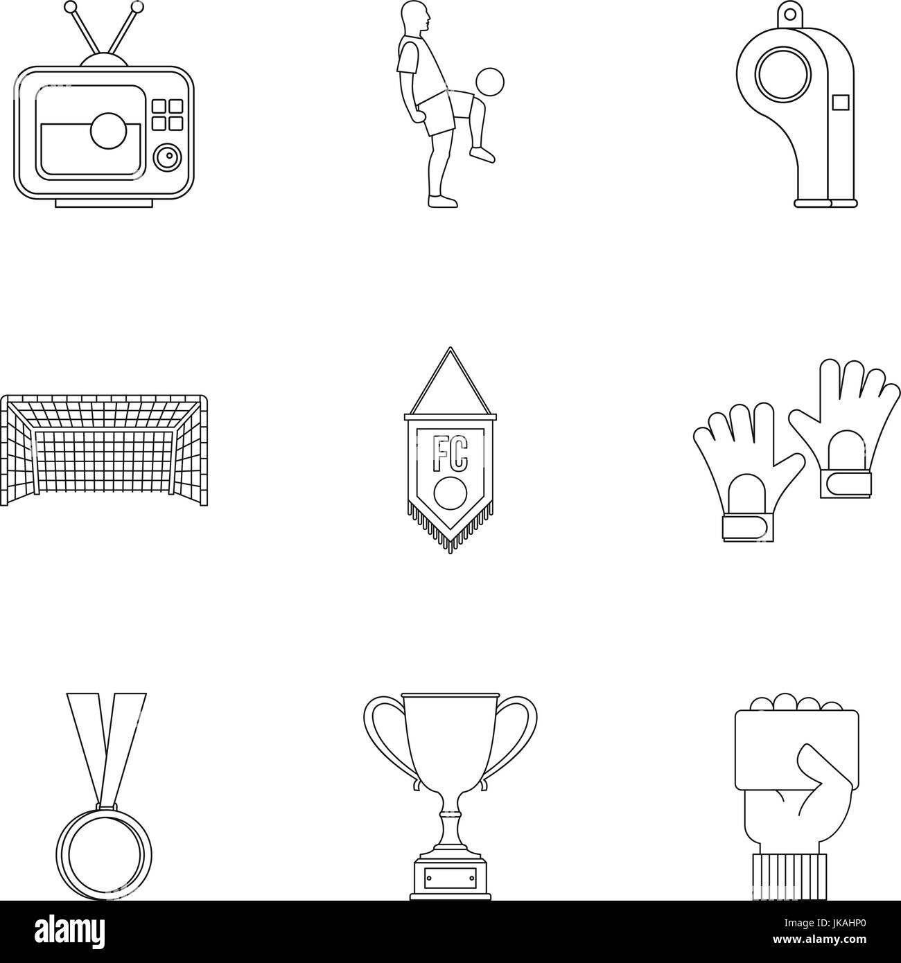 Football championship icons set, outline style Stock Vector Image & Art ...