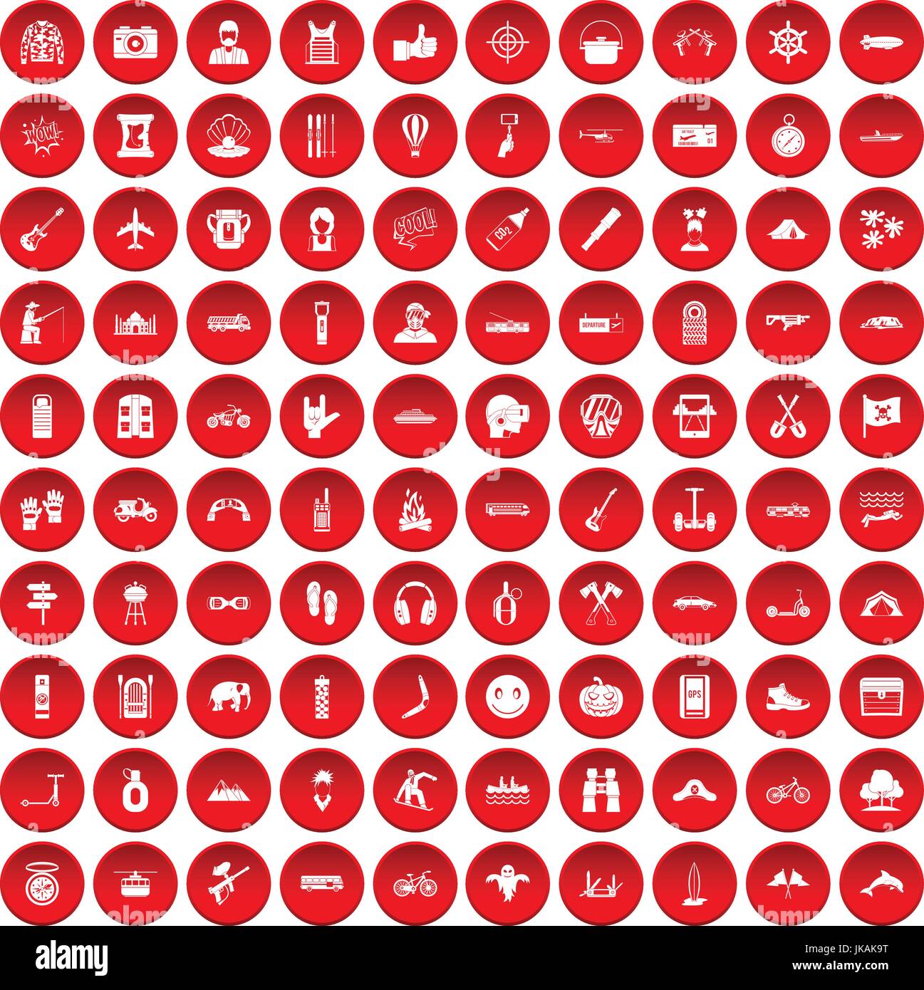 100 adventure icons set red Stock Vector Image & Art - Alamy