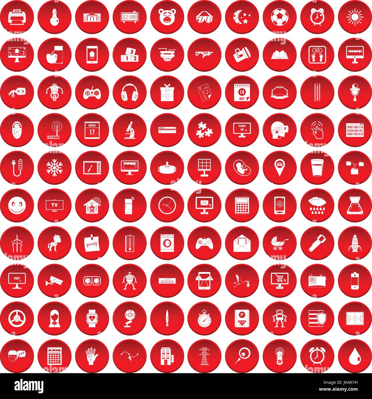 100 app icons set red Stock Vector Image & Art - Alamy