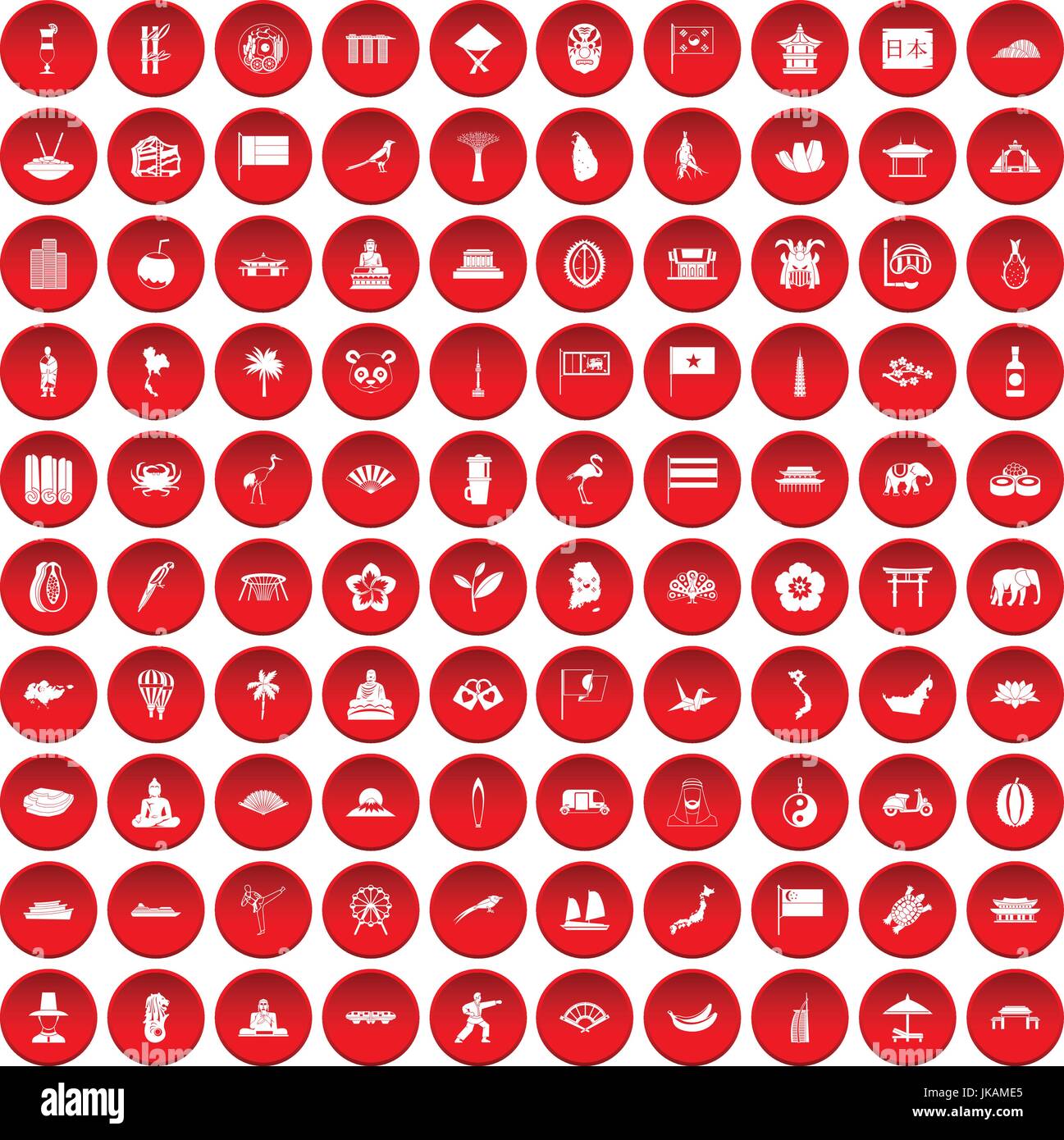 100 asian icons set red Stock Vector Image & Art - Alamy