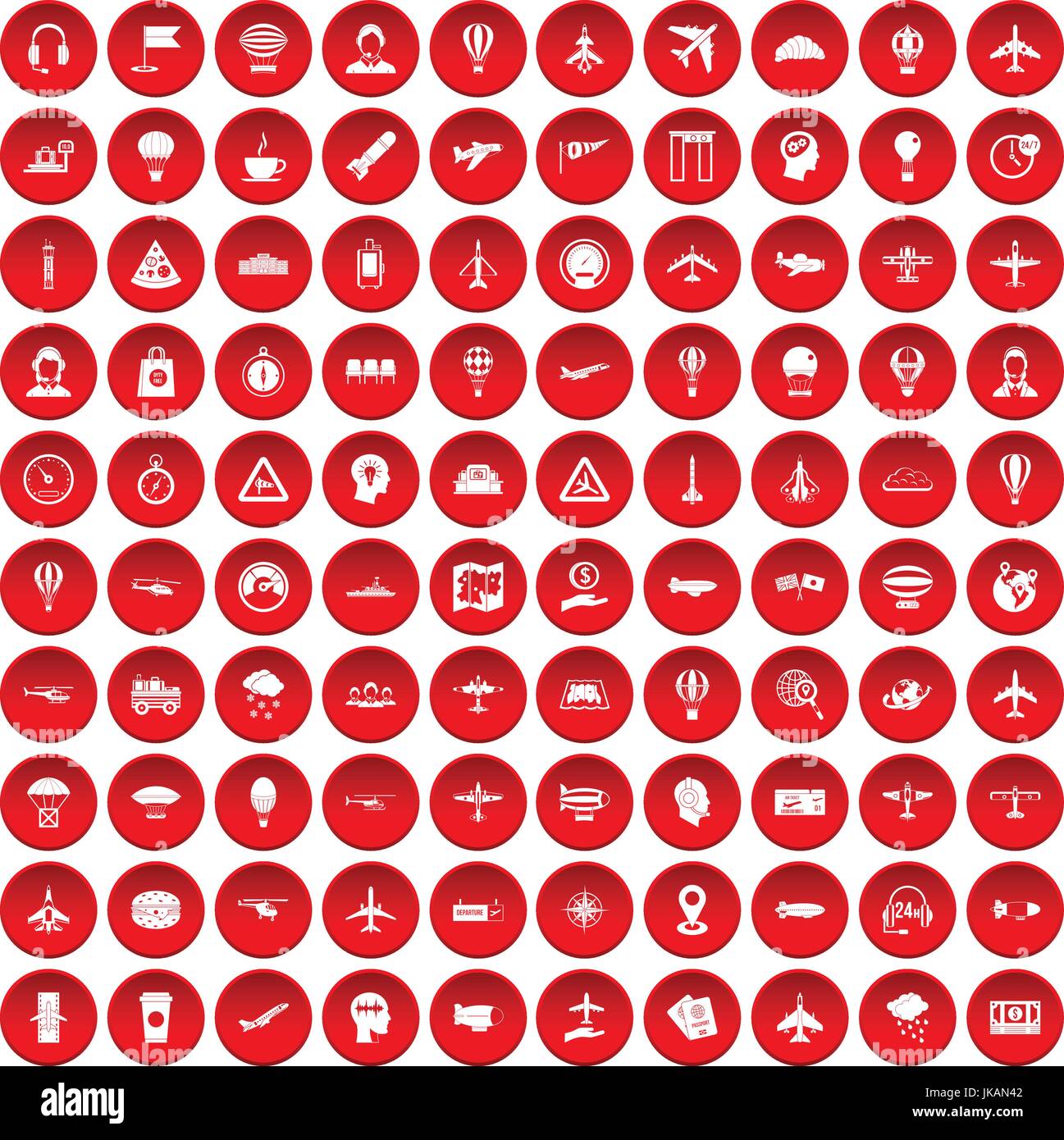 100 aviation icons set red Stock Vector Image & Art - Alamy