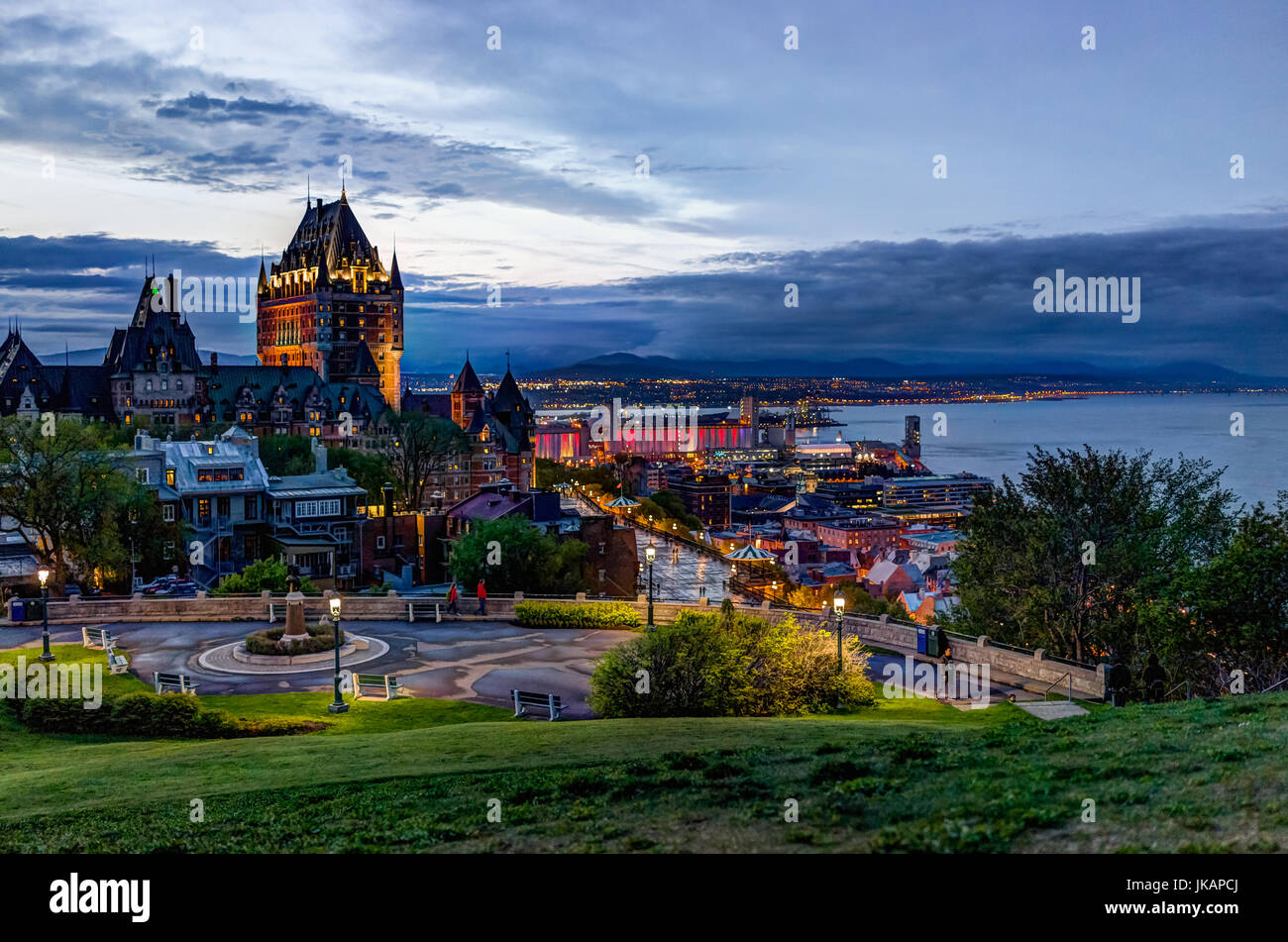 Quebec City, Canada - May 30, 2017: Cityscape or skyline of Chateau ...