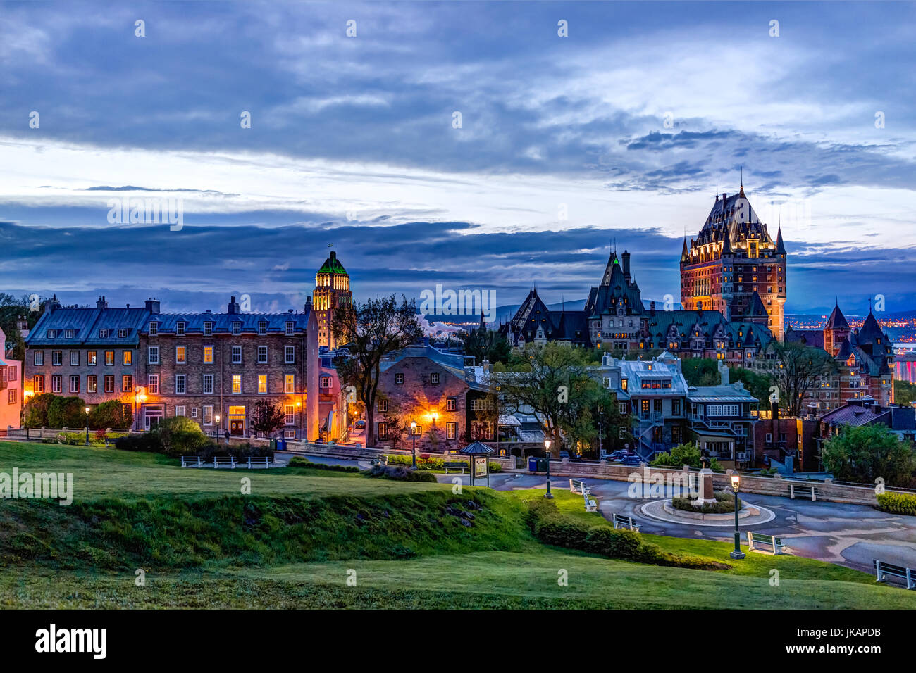 Quebec City, Canada - May 30, 2017: Cityscape or skyline of Chateau ...