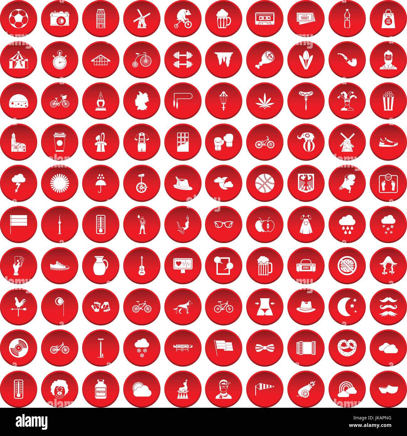 100 bicycle icons set red Stock Vector Image & Art - Alamy