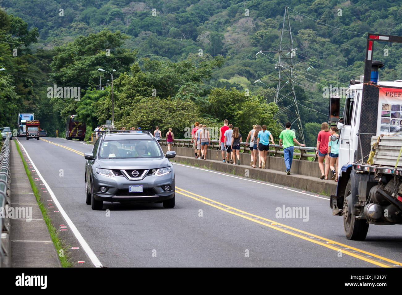 Puntarenas, Costa Rica - July 18 : Tourists walking on the Tarcoles ...