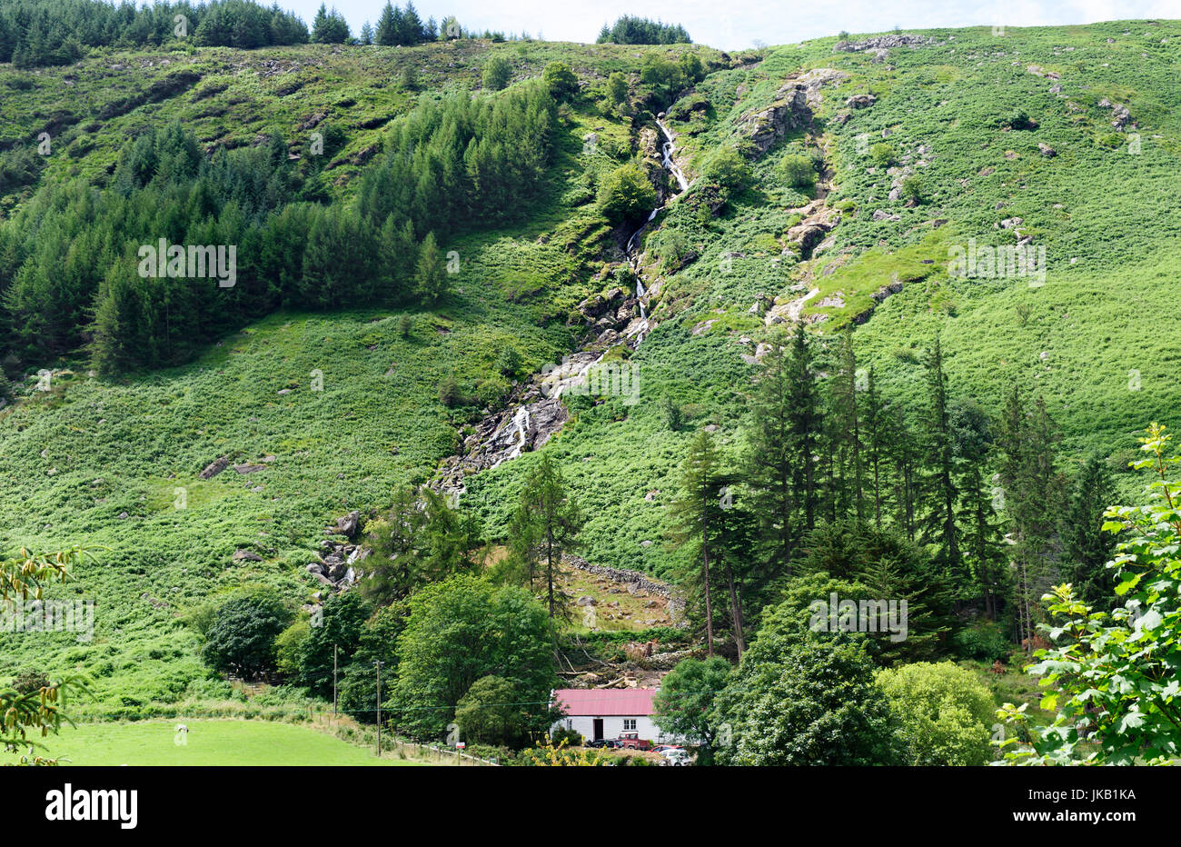 Carrawaystick Waterfall above a farm in Glenmalure, Wicklow Mountains ...
