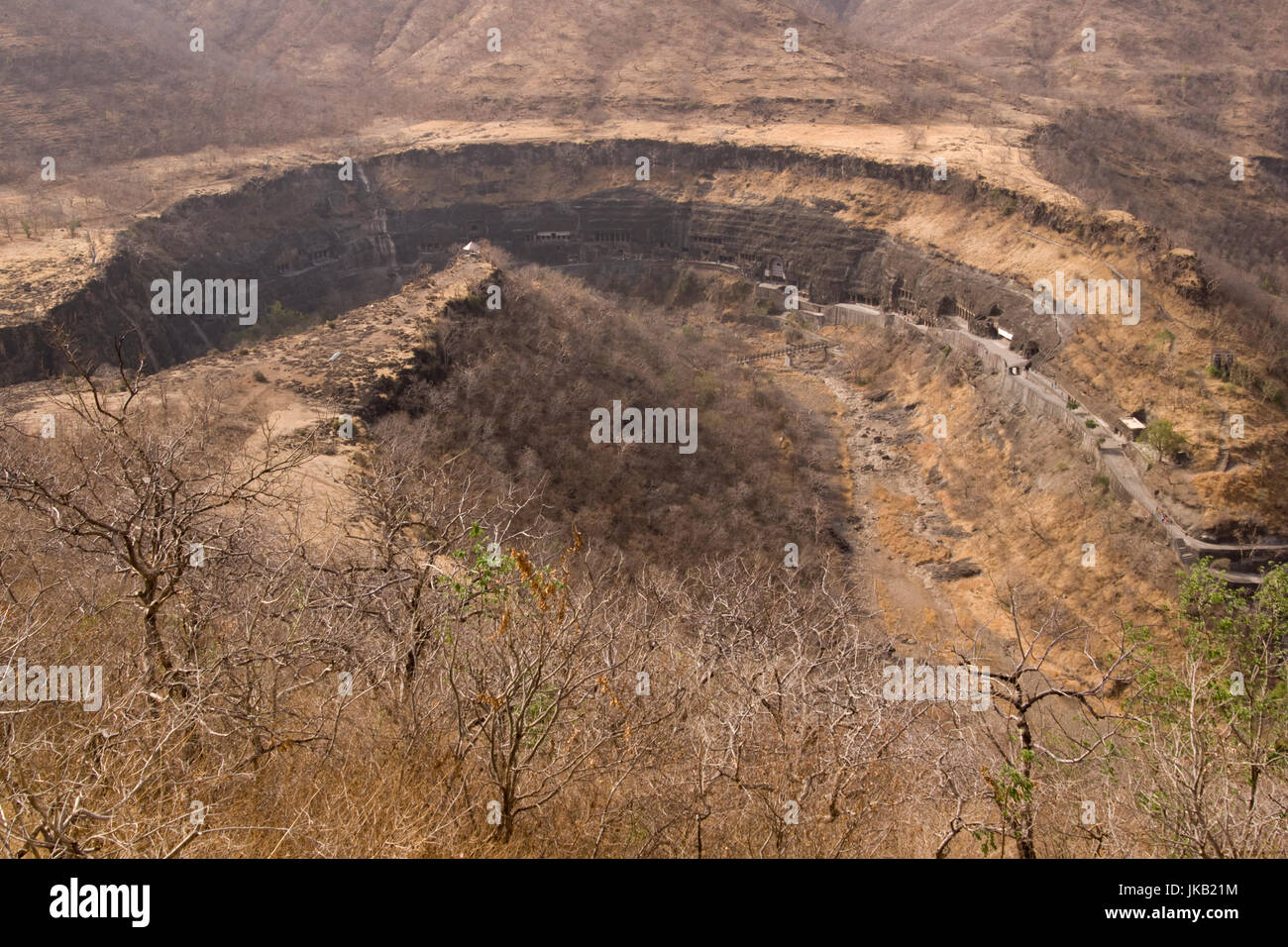Horseshoe shaped river valley. Ancient rock temples and caves in the ...