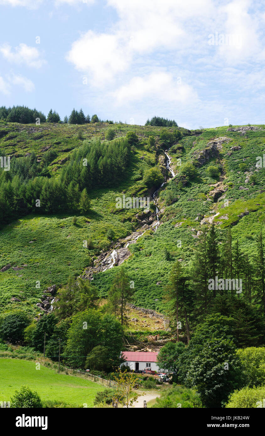 Carrawaystick Waterfall above a farm in Glenmalure, Wicklow Mountains ...