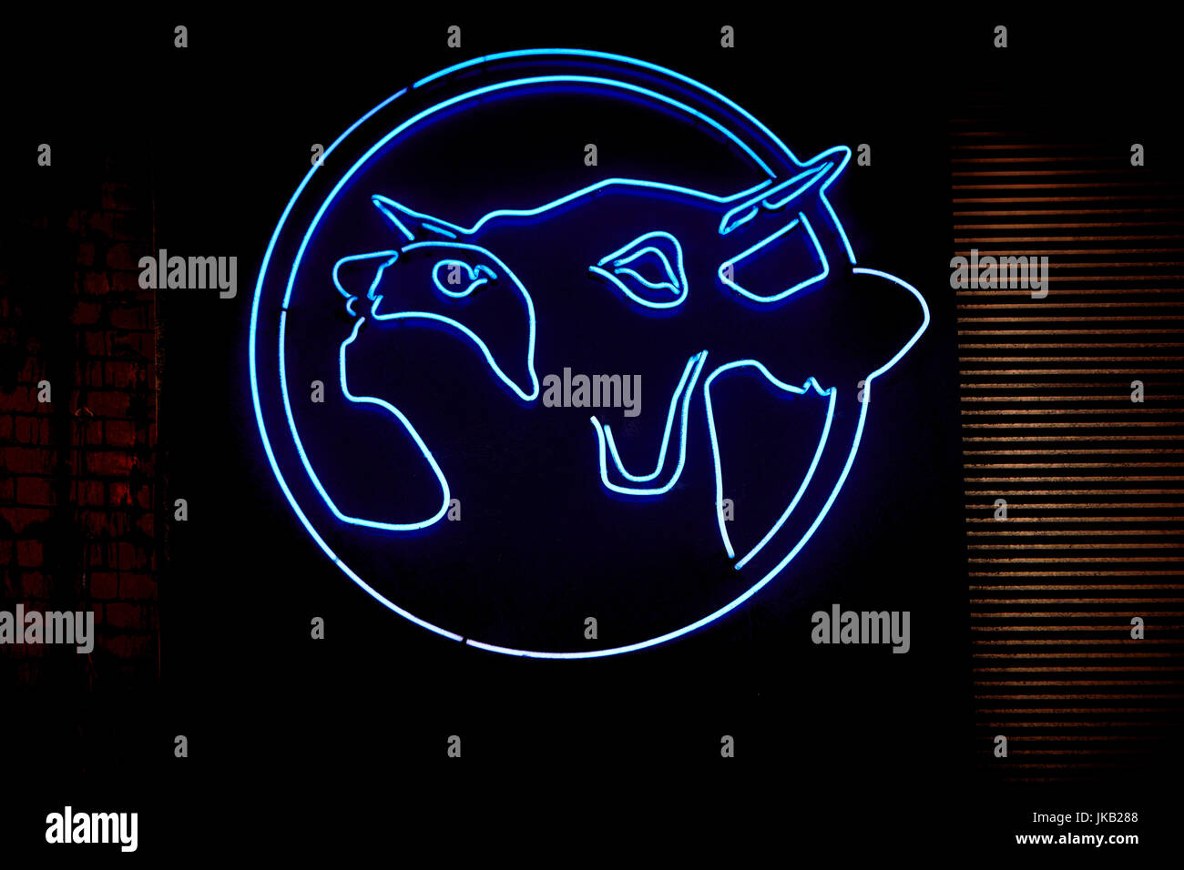 A neon sign of a bulls head Stock Photo - Alamy