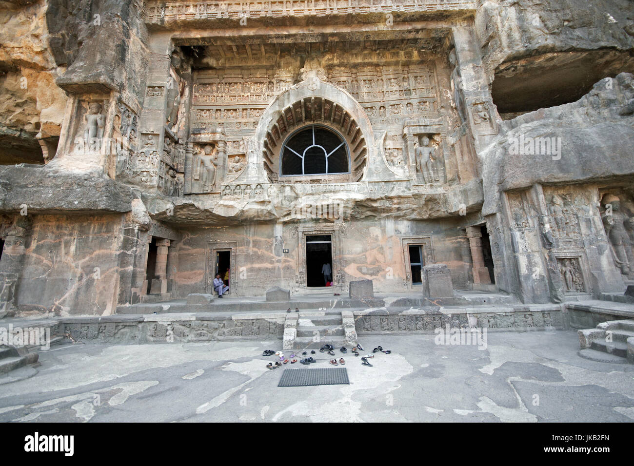Facade of ancient Buddhist rock temple (Mahayan Chaitya-Griha Cave ...