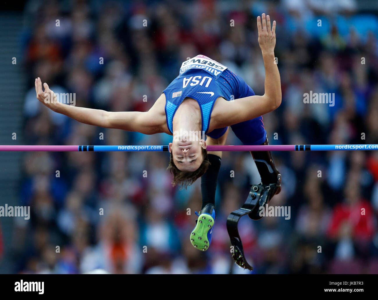 USA's Sam Grewe competes in the High Jump T42 Final during day nine of ...