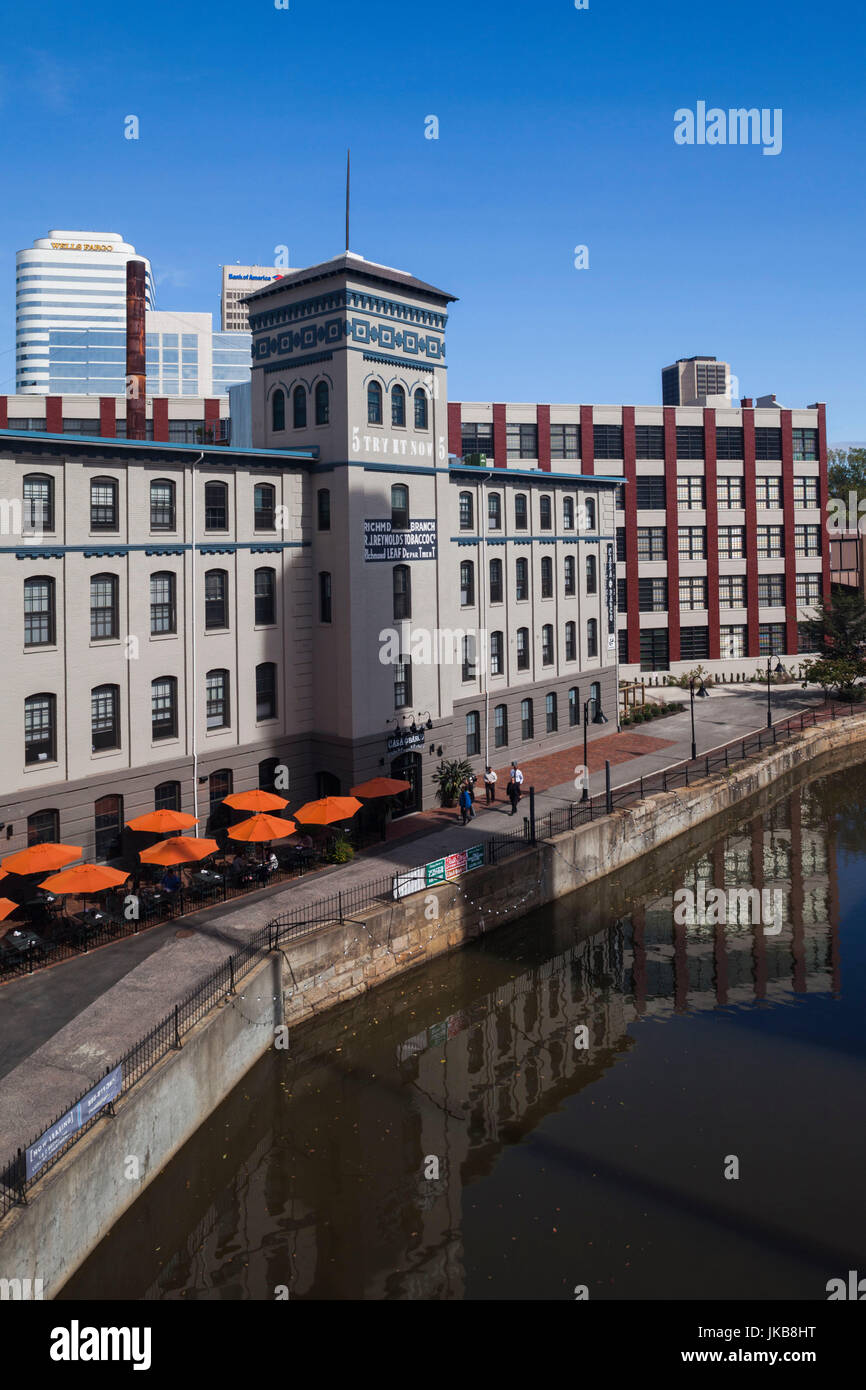 USA, Virginia, Richmond, buildings along the James River Stock Photo ...