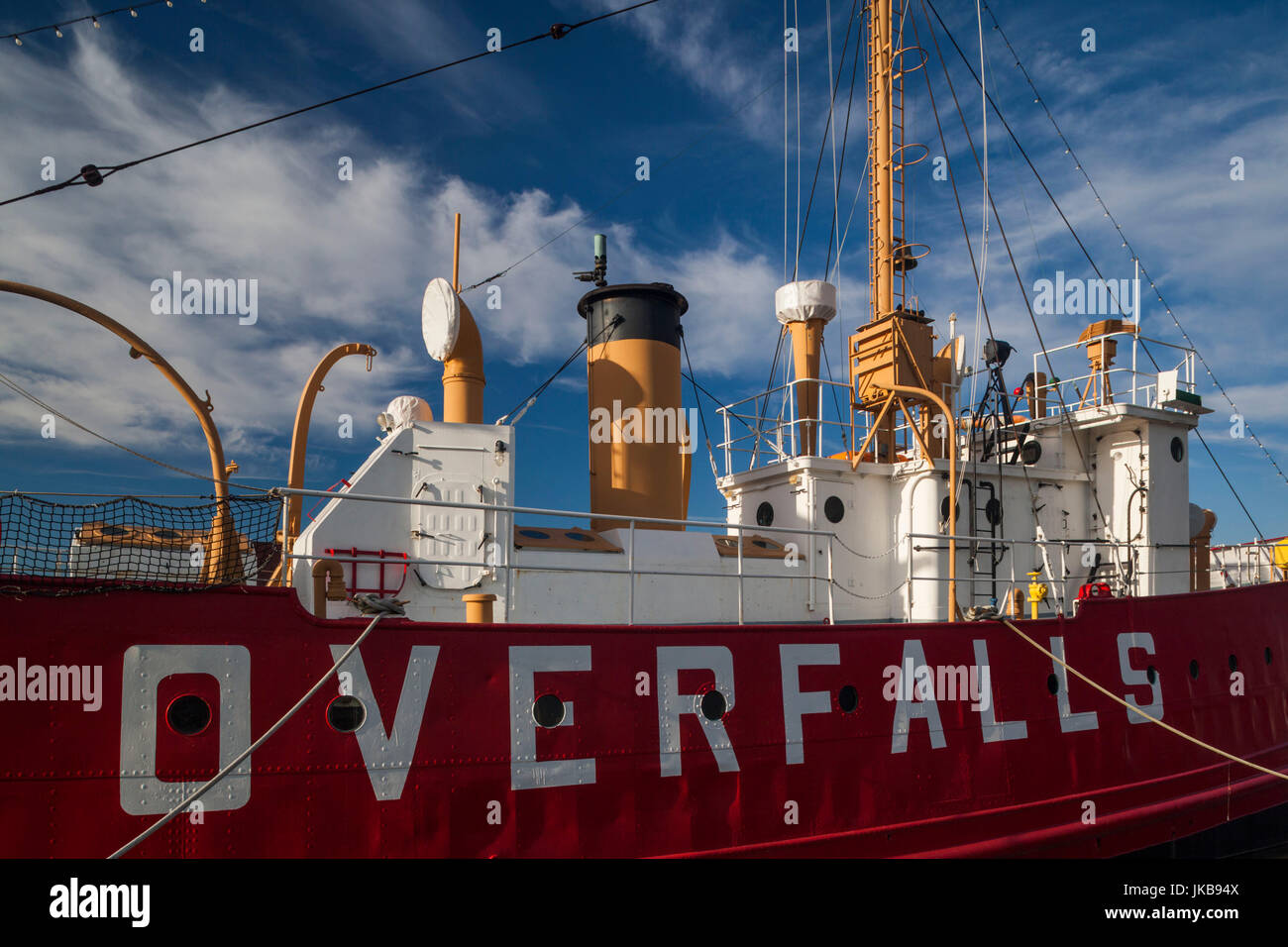 USA, Delaware, Lewes, waterfront, Lightship Overfalls, floating ...