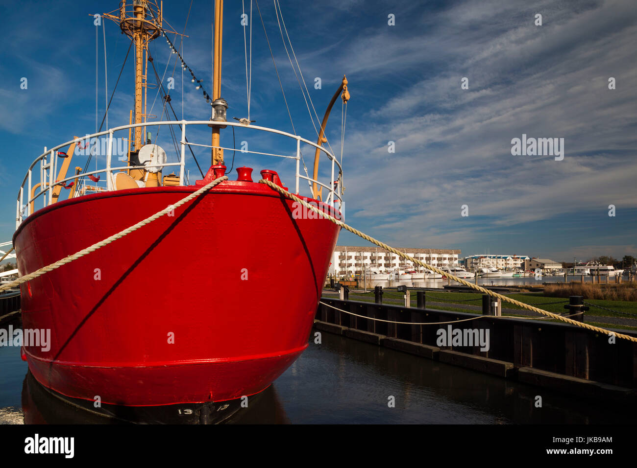USA, Delaware, Lewes, waterfront, Lightship Overfalls, floating ...