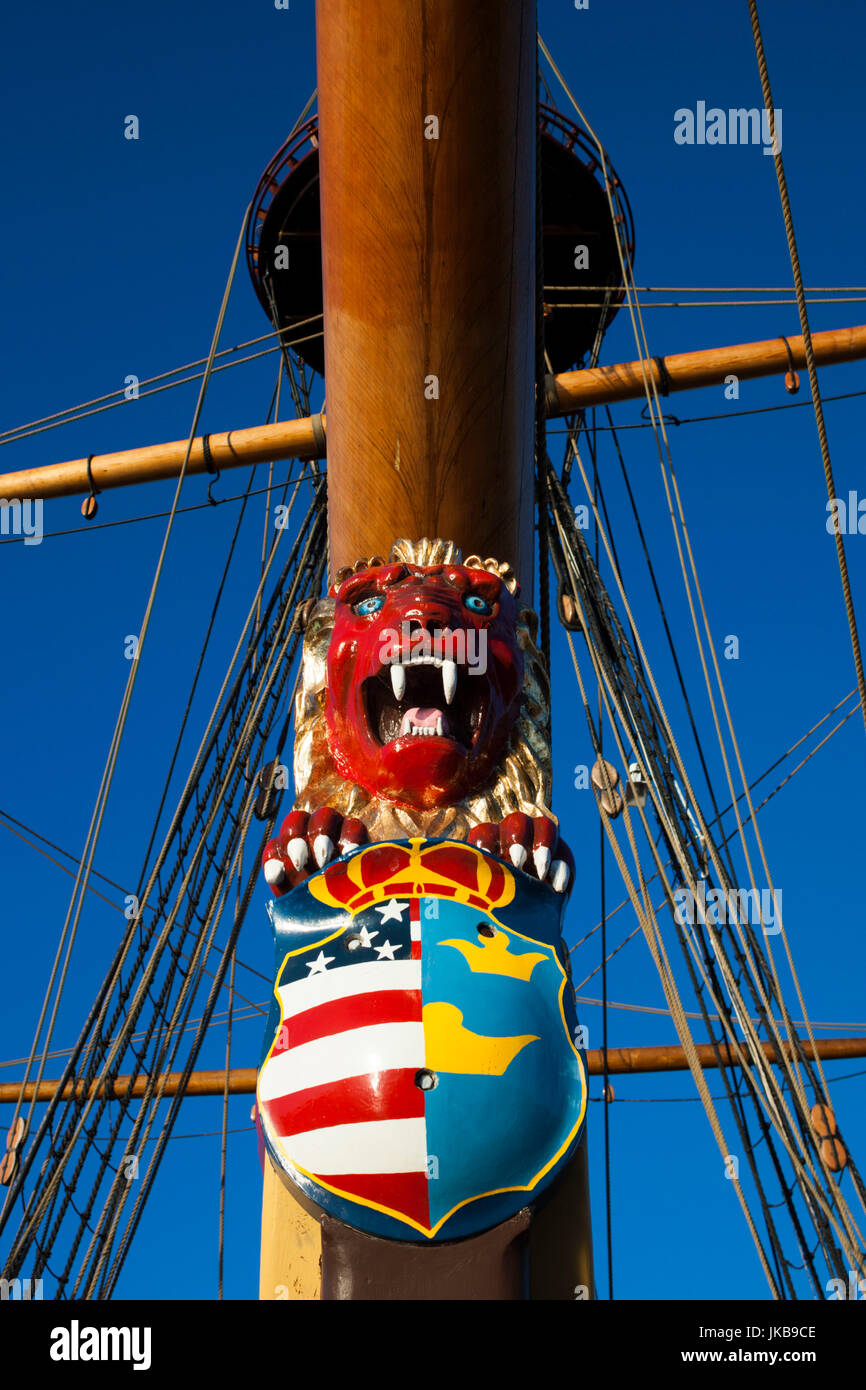USA, Delaware, Wilmington, Kalmar Nyckel, replica of ship that brought ...