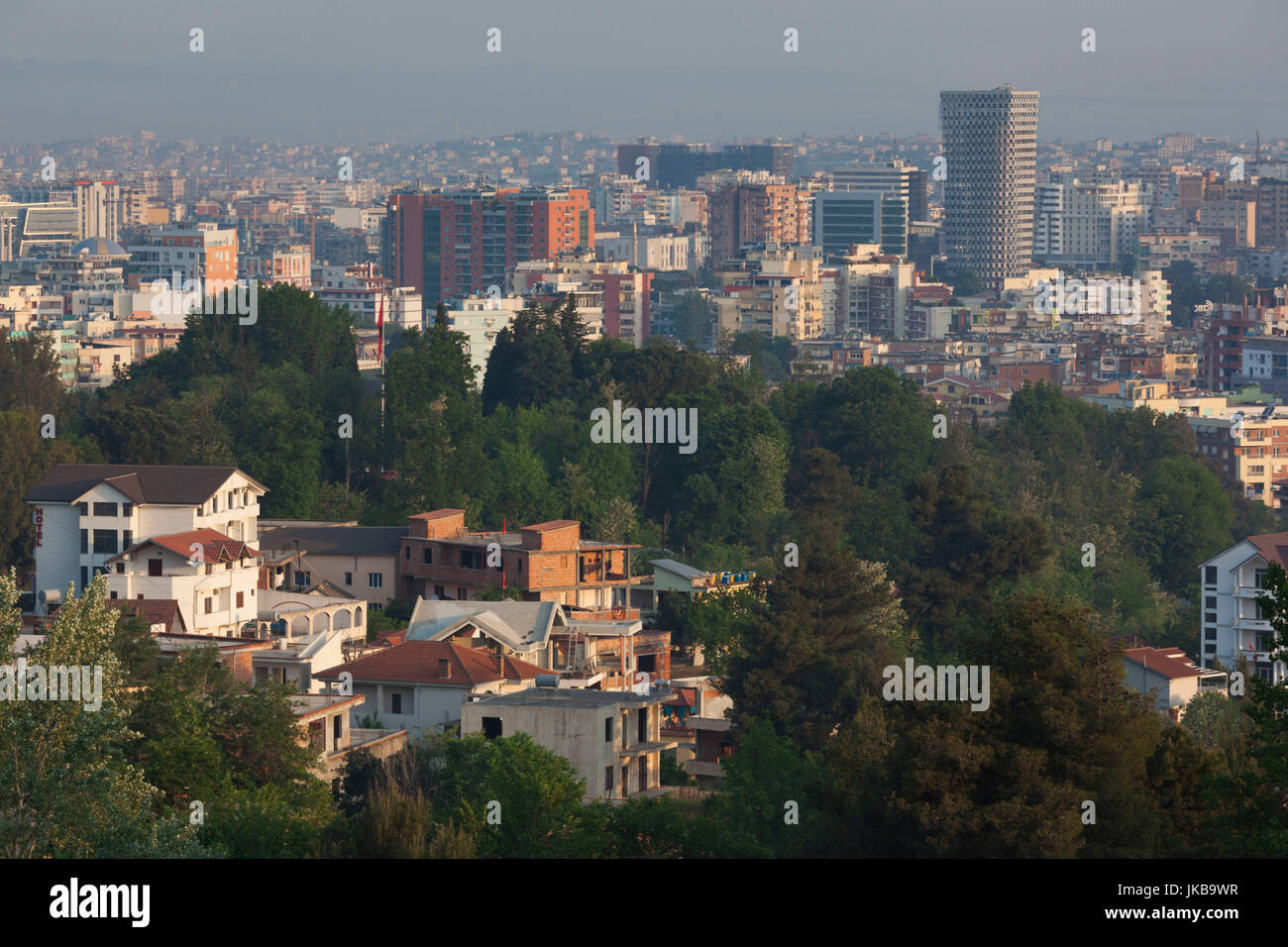 Albania, Tirana, elevated city view, dawn Stock Photo - Alamy