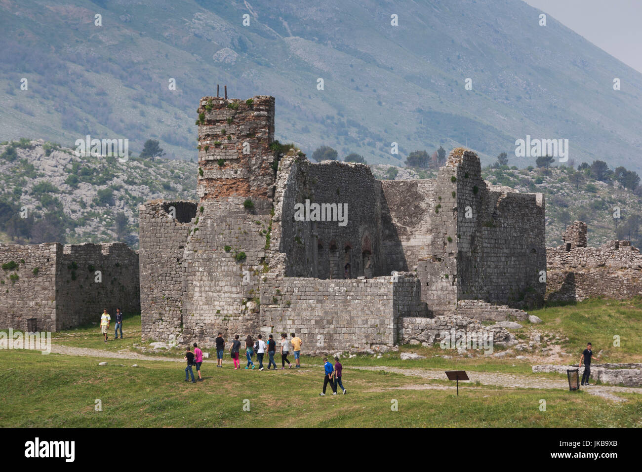 Albania, Shkodra, Rozafa Castle with visitors Stock Photo - Alamy