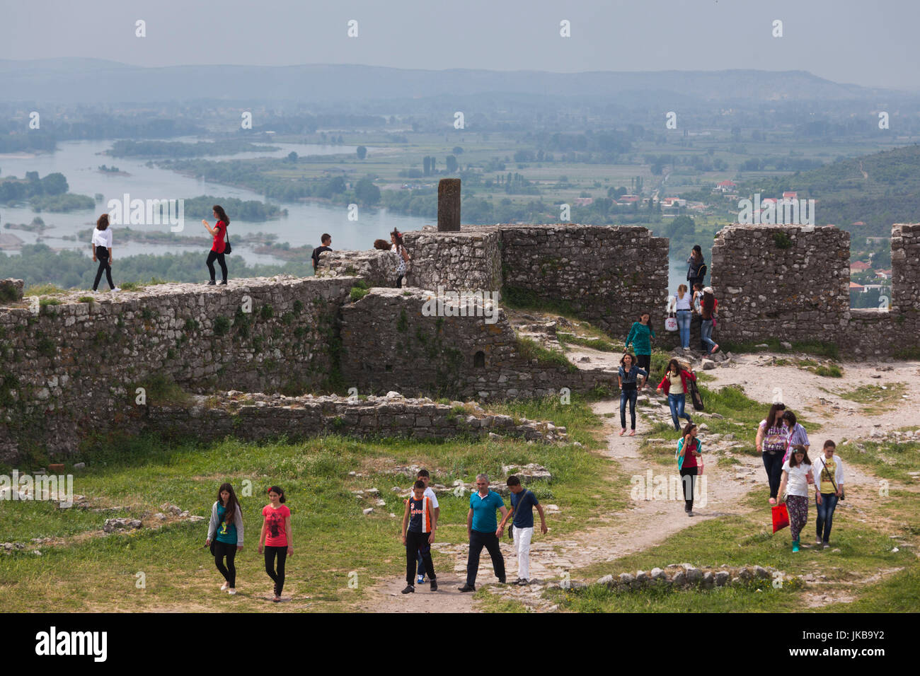 Albania, Shkodra, Rozafa Castle with visitors Stock Photo - Alamy