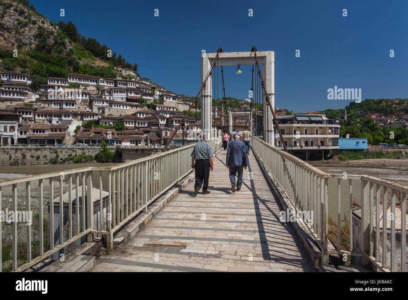 Albania, Berat, Osumi River Pedestrian Bridge Stock Photo - Alamy