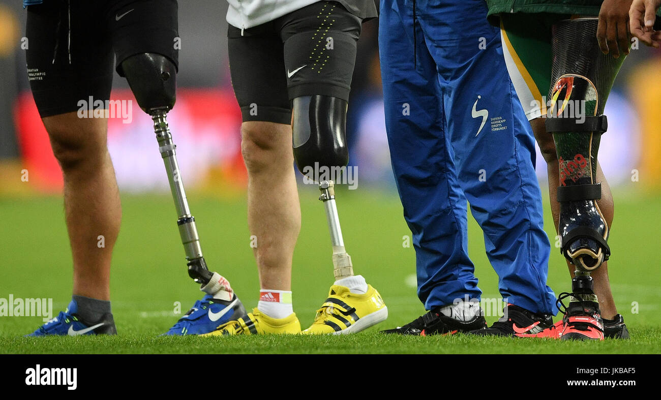 A general view of prosthetic legs during day nine of the 2017 World ...