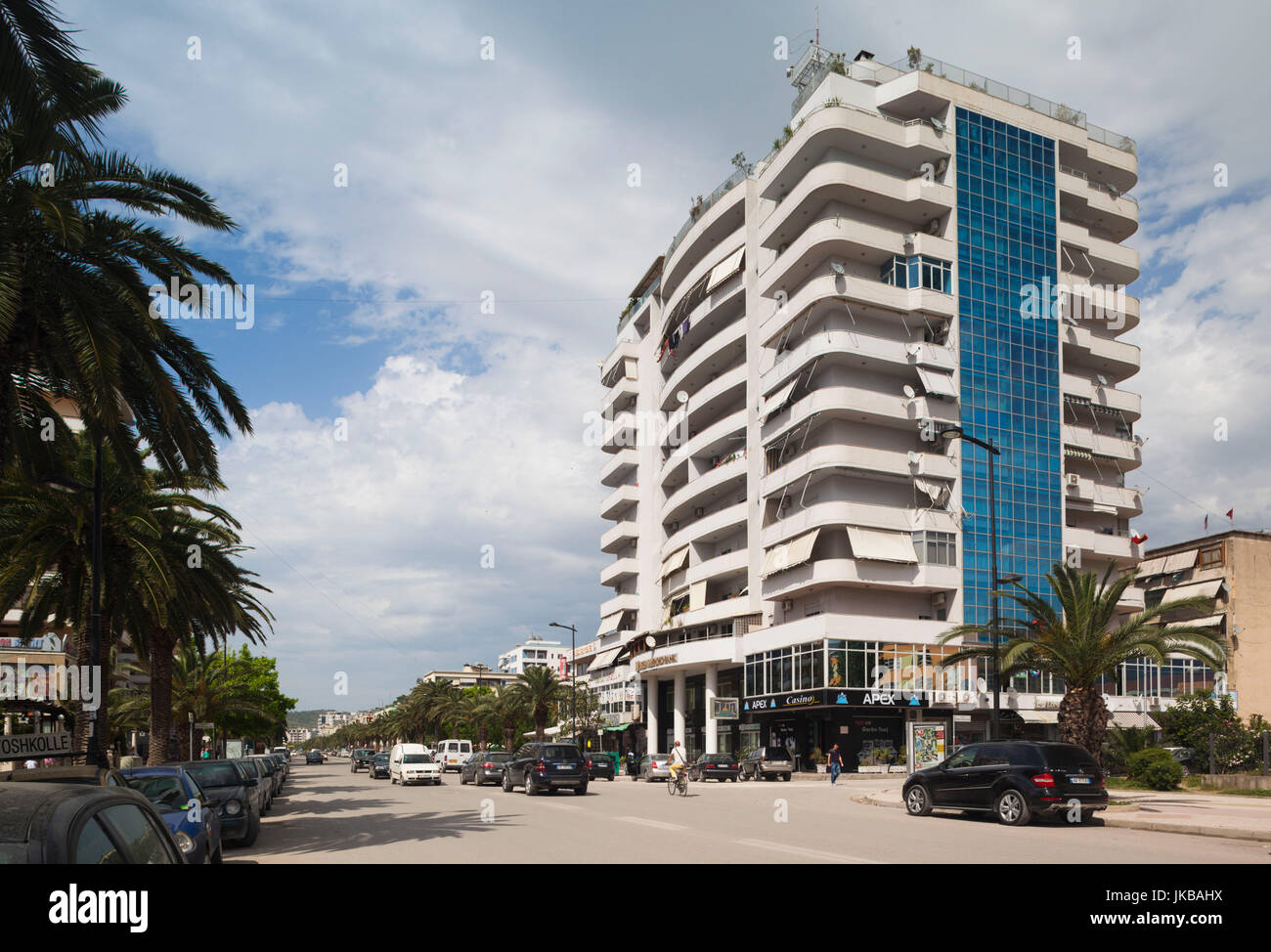 Albania, Vlora, buildings along Sadik Zotaj street Stock Photo - Alamy
