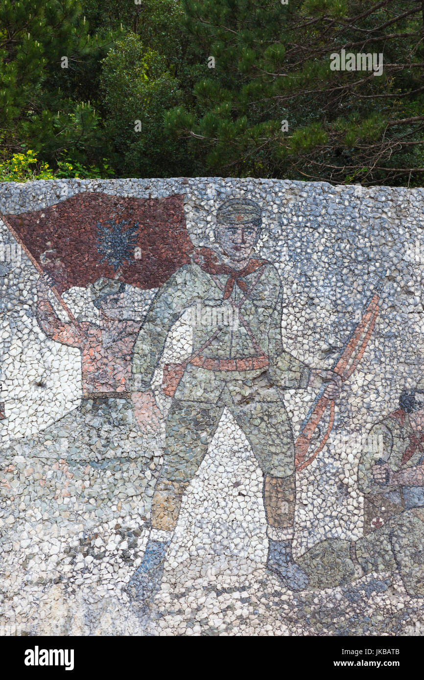 Albania, Llogaraja Pass-area, Communist-era mosaic Stock Photo - Alamy