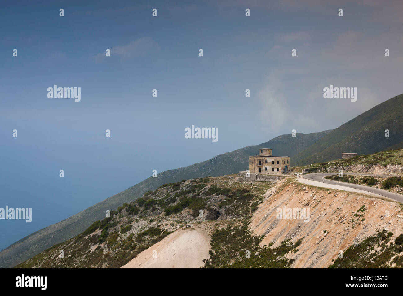 Albania, Llogaraja Pass-area, abandoned mountain resort hotel Stock ...