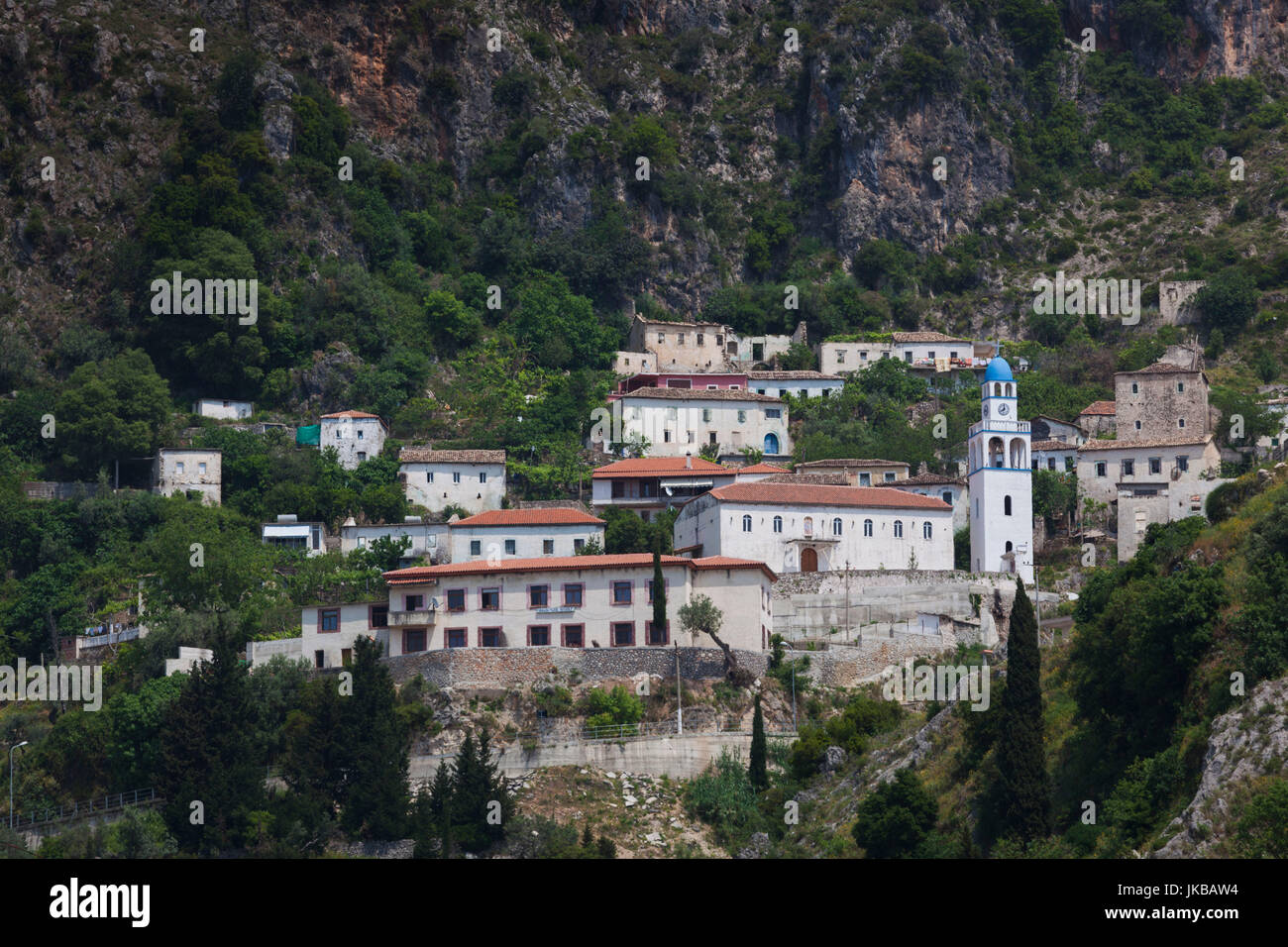Albania, Albanian Riviera, Dhermi, elevated town view Stock Photo - Alamy