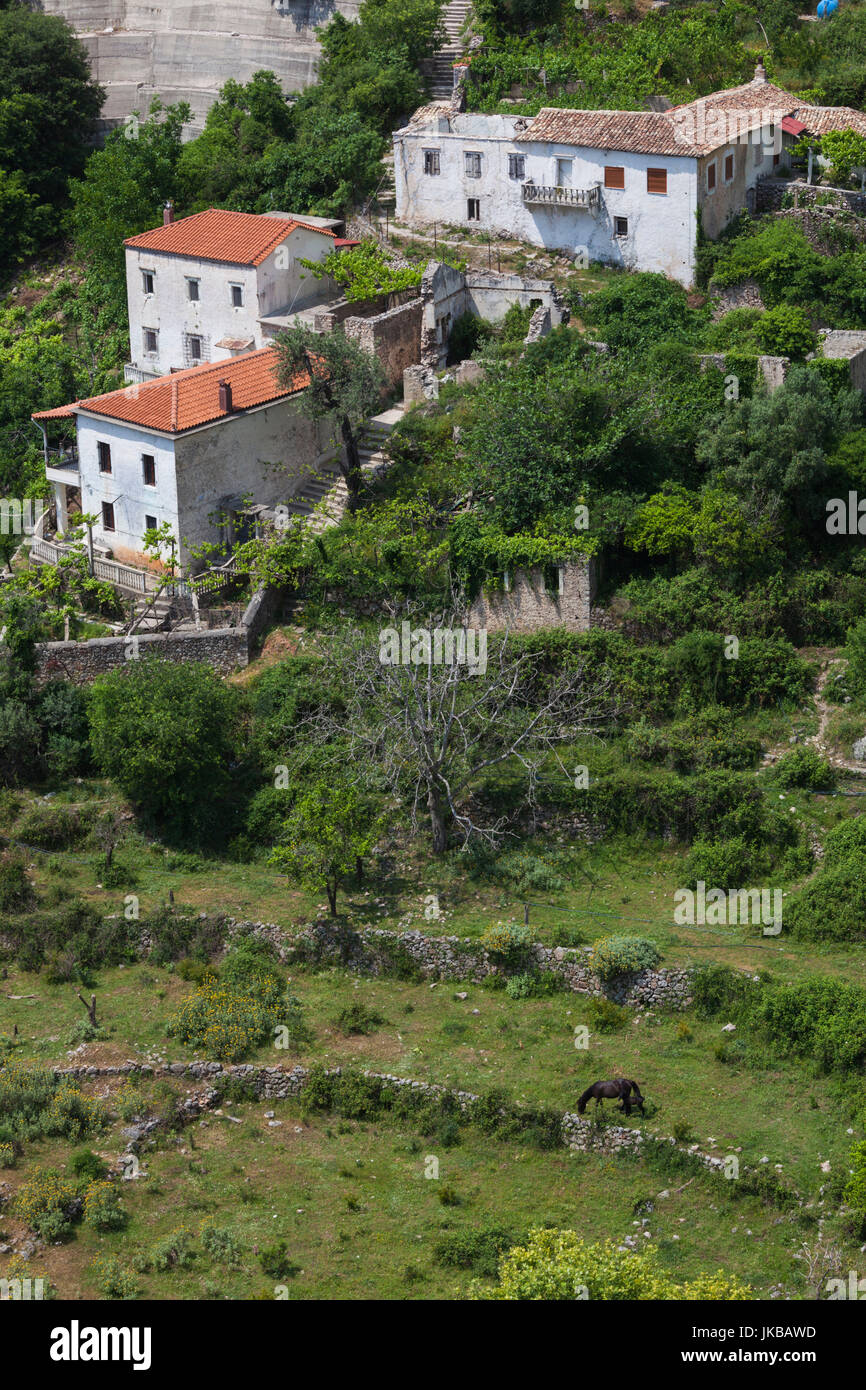 Albania, Albanian Riviera, Dhermi, elevated town view Stock Photo - Alamy