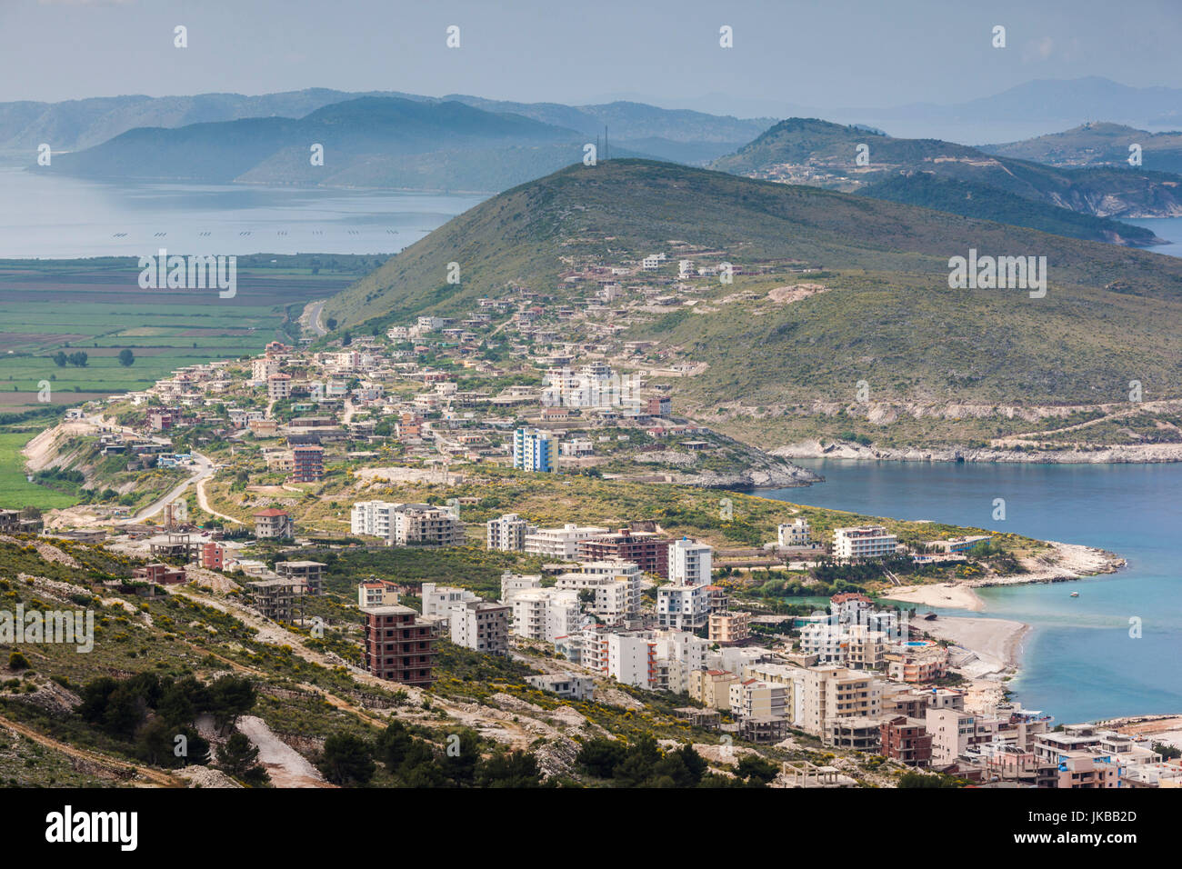 Albania, Albanian Riviera, Saranda, coastal view from Lekursi Castle ...