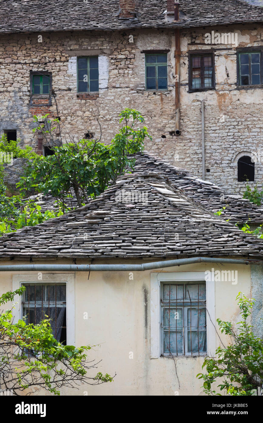 Albania, Gjirokastra, elevated view of Ottoman-era houses Stock Photo ...