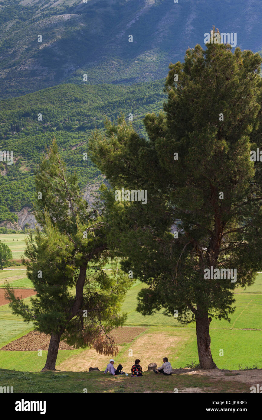 Albania, Kosina, trees and villagers, elevated view Stock Photo - Alamy
