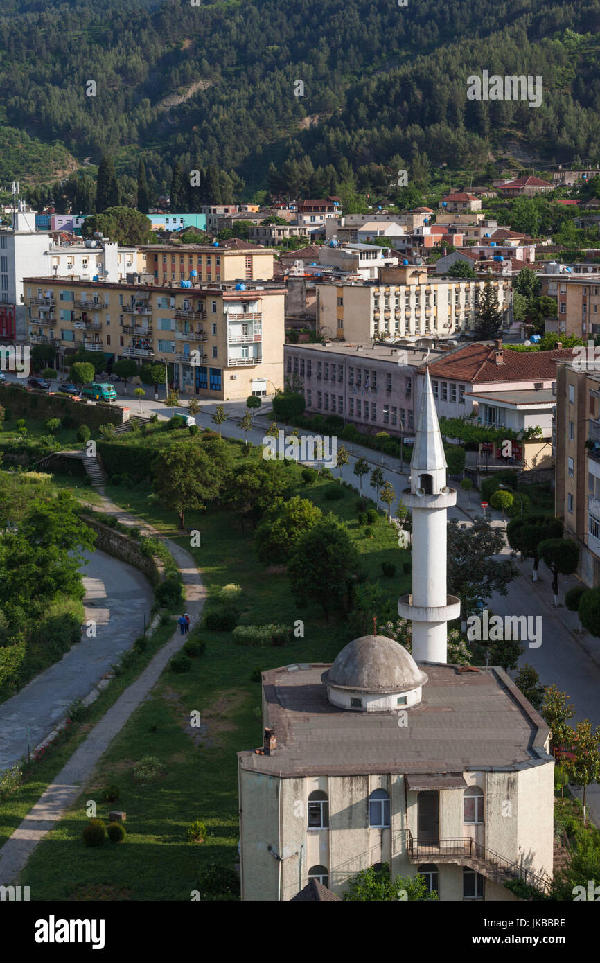 Albania, Permet, elevated town view along the Vjosa River Stock Photo ...