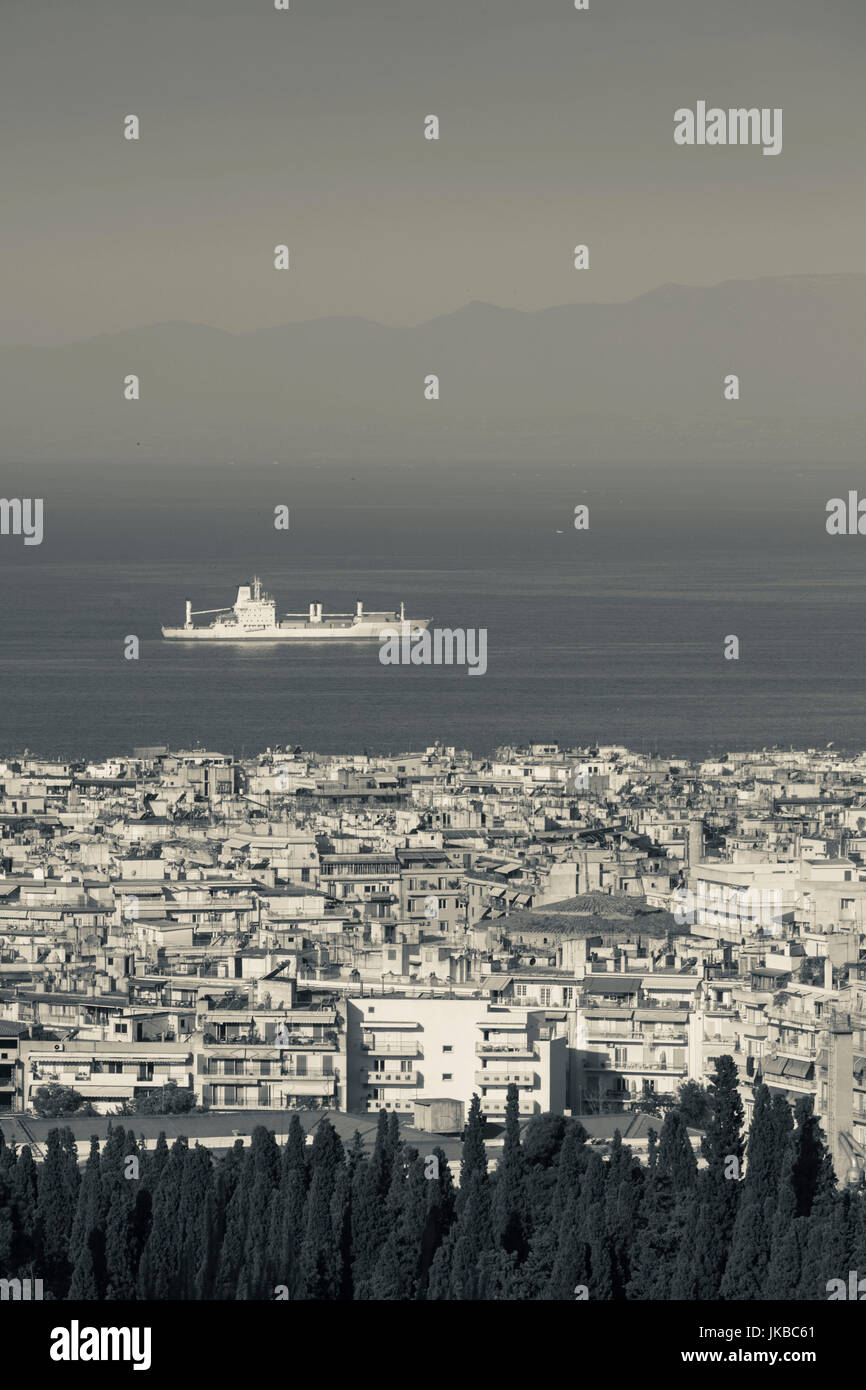 Greece, Central Macedonia Region, Thessaloniki, elevated city view from the Upper Town with ...