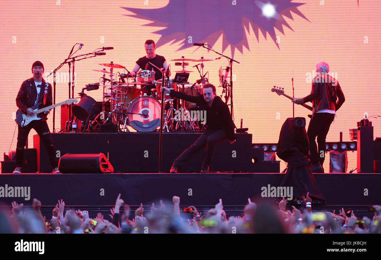 U2 performing on stage at Croke Park in Dublin Stock Photo - Alamy