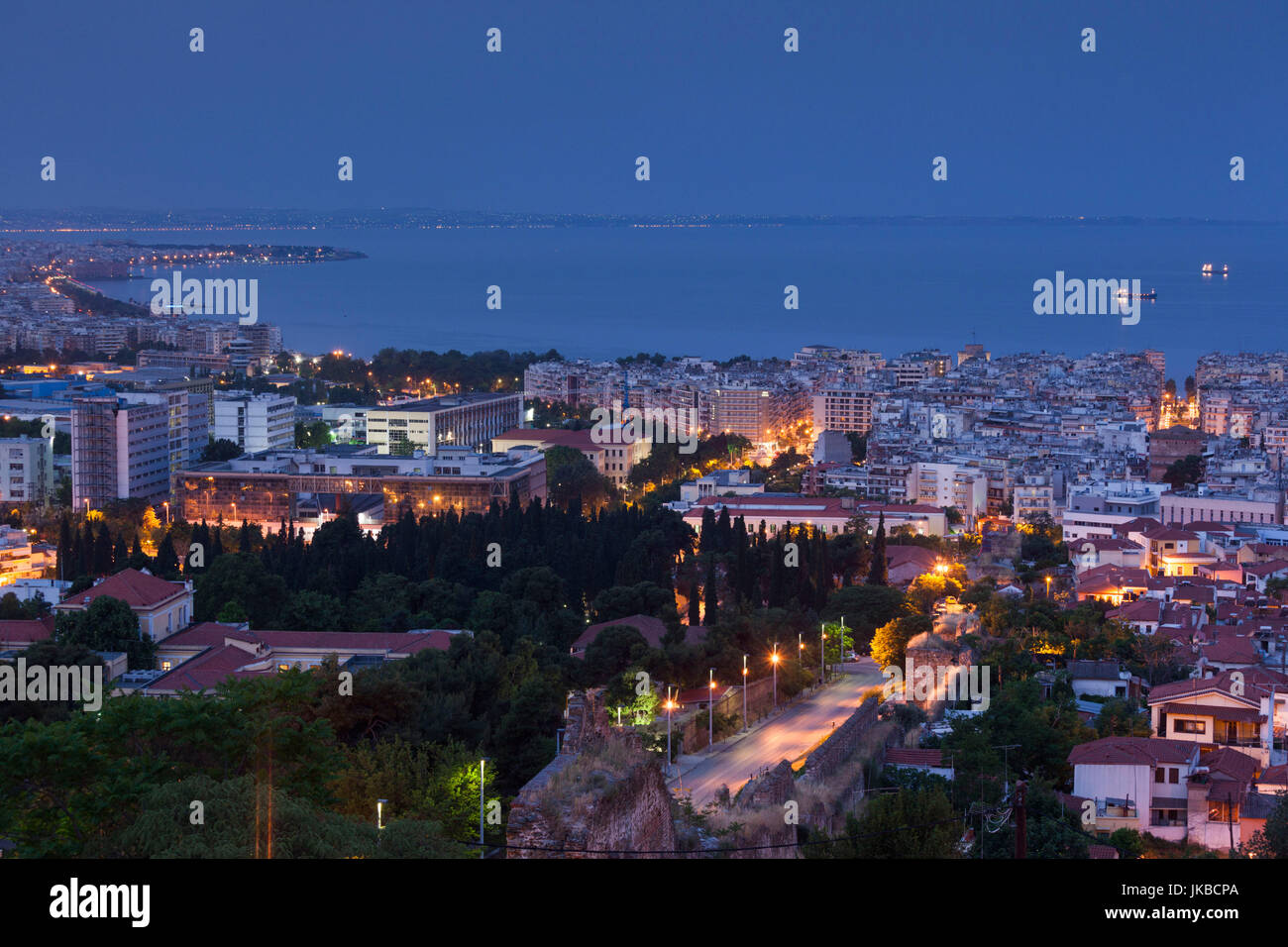 Greece, Central Macedonia Region, Thessaloniki, Upper Town, elevated city view, dawn Stock Photo ...